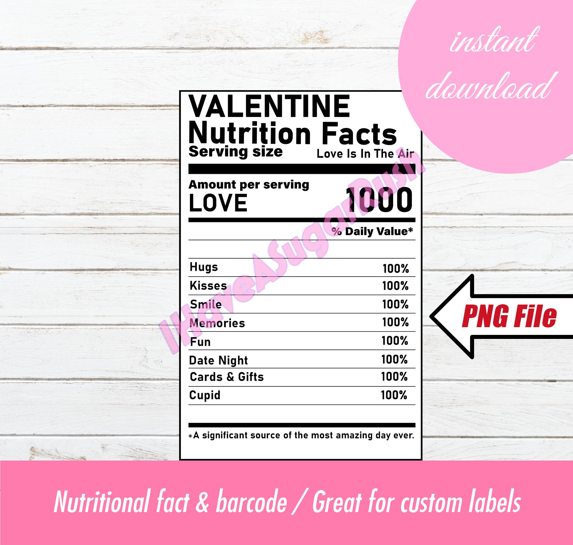 Valentine Nutritional Facts Label | Graduation | Chip Bag | Instant ...