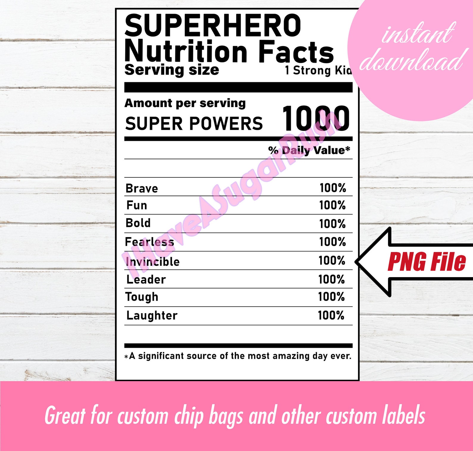 Superhero Nutrition Facts Label | Superhero | Superhero PNG | Chip Bag ...
