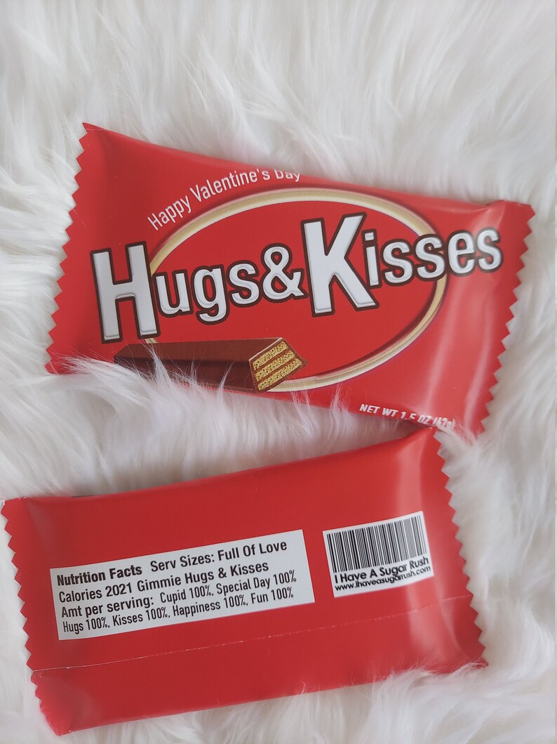 Hugs & Kisses Waffle | Candy Bar Wrapper for Kit Kat Bars | Valentines ...