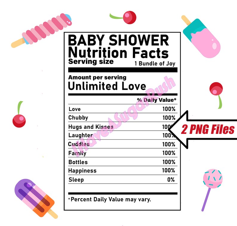 Baby Shower Nutrition Facts Label | Barcode | Baby Shower | Chip Bag ...