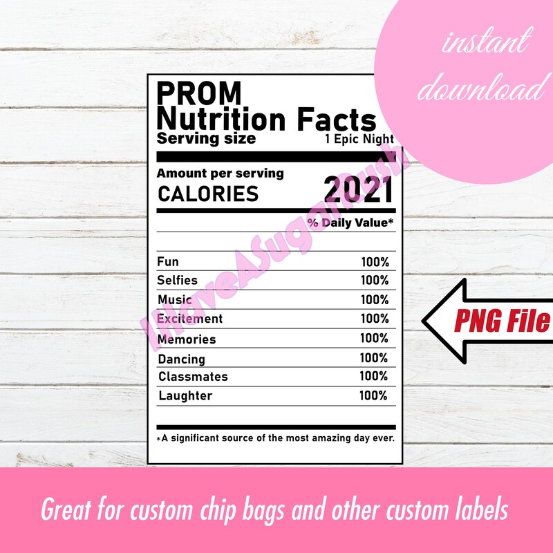 Prom Nutritional Facts - Etsy