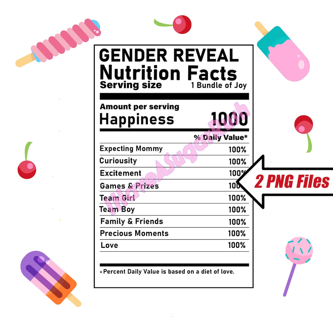 Gender Reveal Nutrition Facts Label Nutrition Facts | Etsy