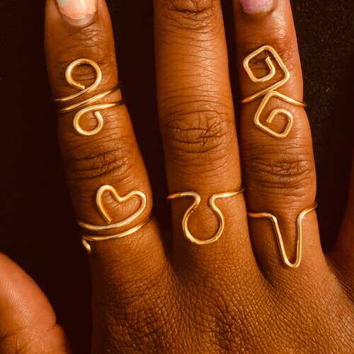 Spiral Gold Adjustable Knuckle Ring Hammered Midi Ring Gold - Etsy