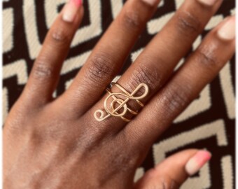 Treble Clef Adjustable Ring - Etsy
