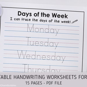 Handwriting Worksheets for Kids–15 Pages (alphabet, Numbers, Number ...