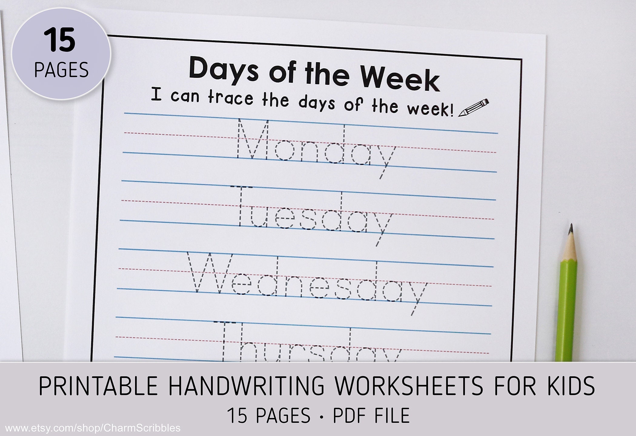 Handwriting Worksheets for Kids15 Pages Alphabet Numbers | Etsy