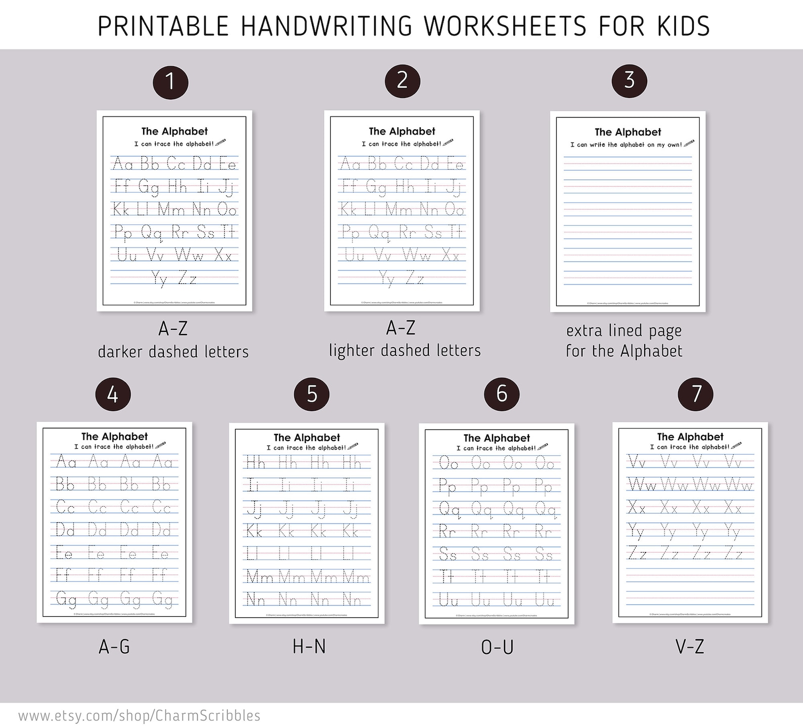 Handwriting Worksheets for Kids15 Pages alphabet Numbers - Etsy