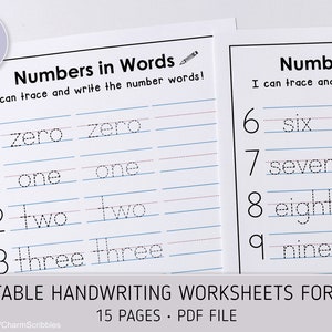 Handwriting Worksheets for Kids–15 Pages (alphabet, Numbers, Number ...