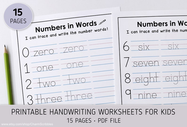 Handwriting Worksheets for Kids15 Pages Alphabet Numbers | Etsy