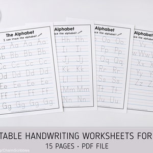 Handwriting Worksheets for Kids–15 Pages (alphabet, Numbers, Number ...