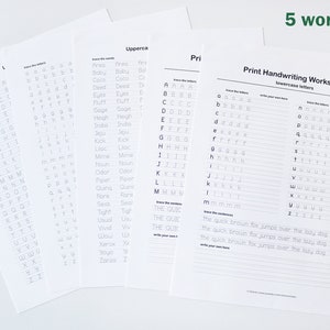 Printable Handwriting Worksheets–5 Pages (letters, Words, and Sentences ...