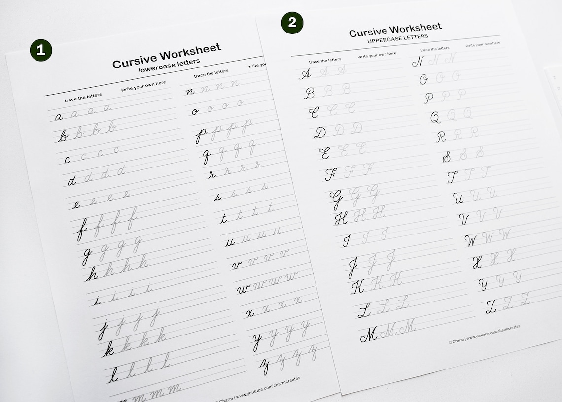 Printable Cursive Worksheets–9 Pages (letters and Words) | for Middle ...