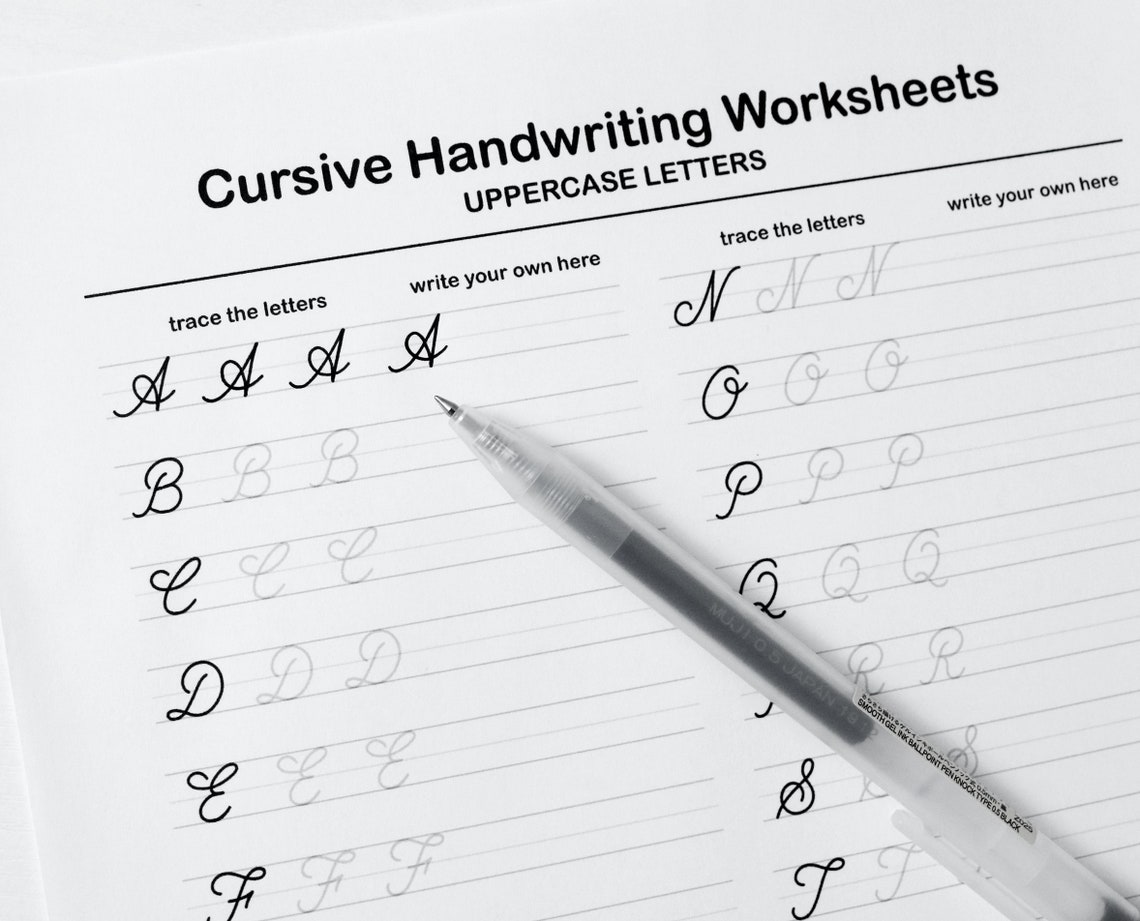 Buy Printable Cursive Worksheets9 Pages letters and Words for Online in ...