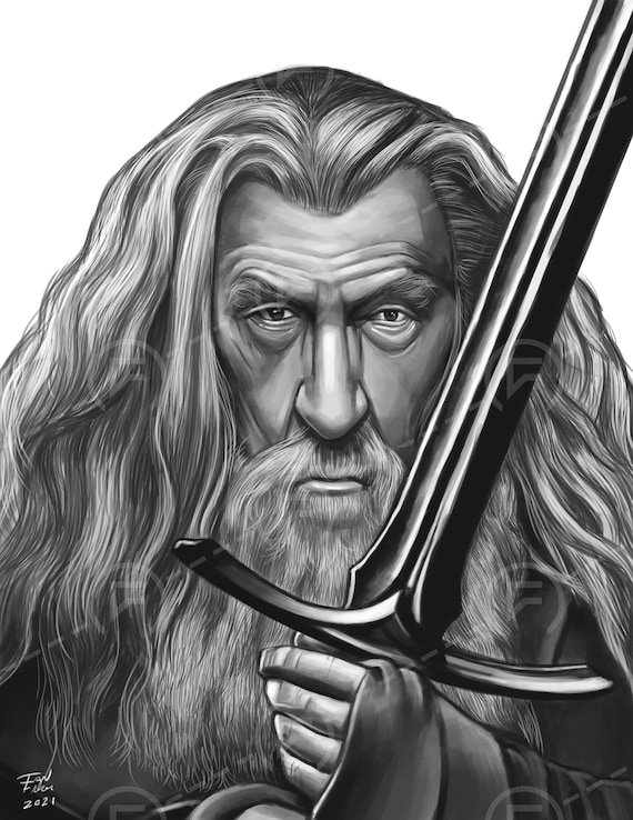 Gandalf Lord of the Rings Art Wizard Painting Digital | Etsy