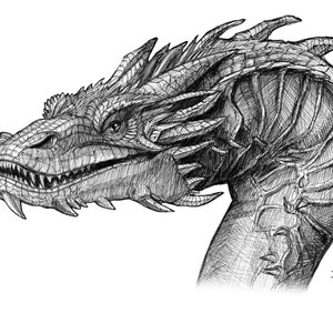 Smaug Drawing, Fine Art Print, the Hobbit, Dragon, Lord of the Rings ...