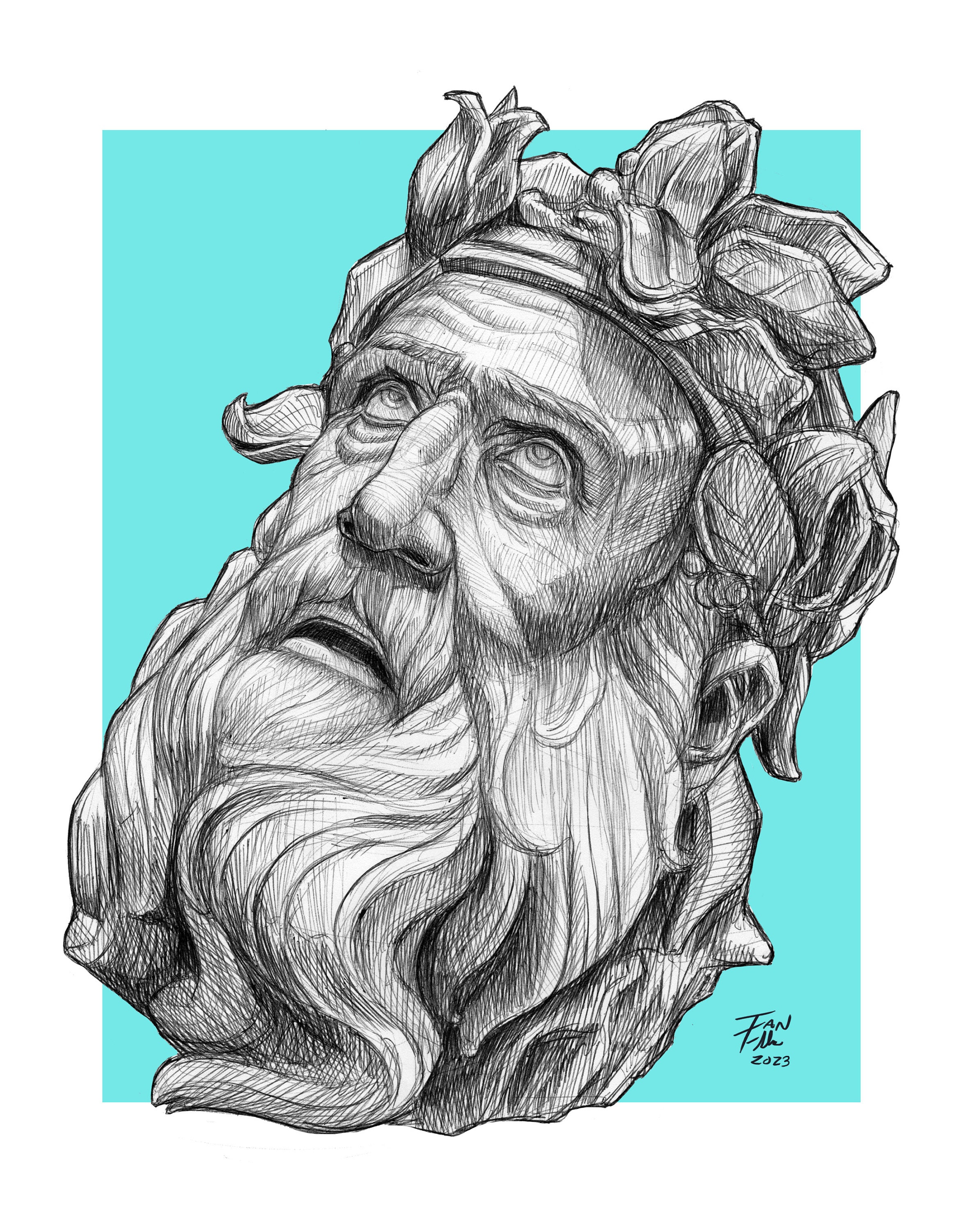 Weeping Wizard, Sculpture, Drawing, Pen and Ink, Fine Art Print, Color ...