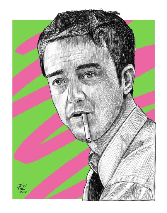 Edward Norton Portrait Fight Club Fine Art Print Movies - Etsy