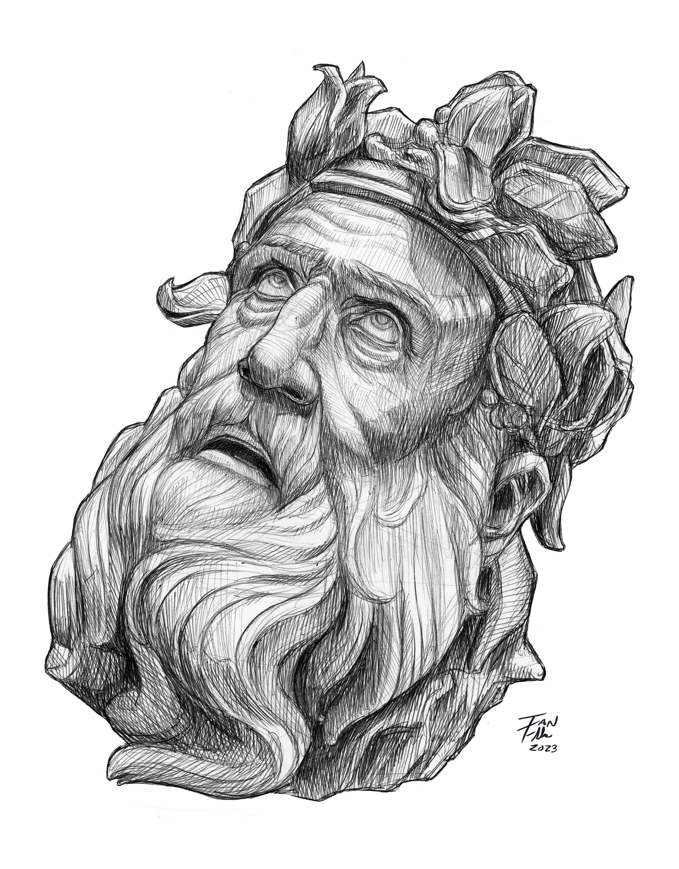 Weeping Wizard, Sculpture, Drawing, Pen and Ink, Fine Art Print, Color ...