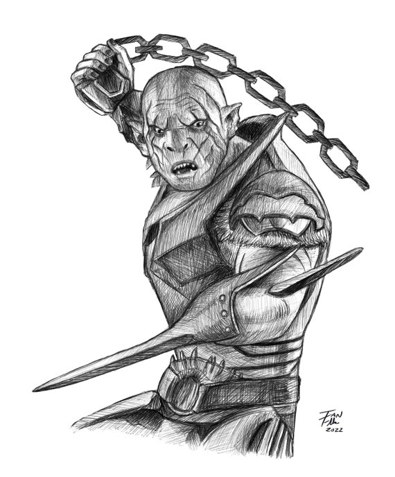Azog the Defiler Pen Drawing Fine Art Print Lord of the - Etsy