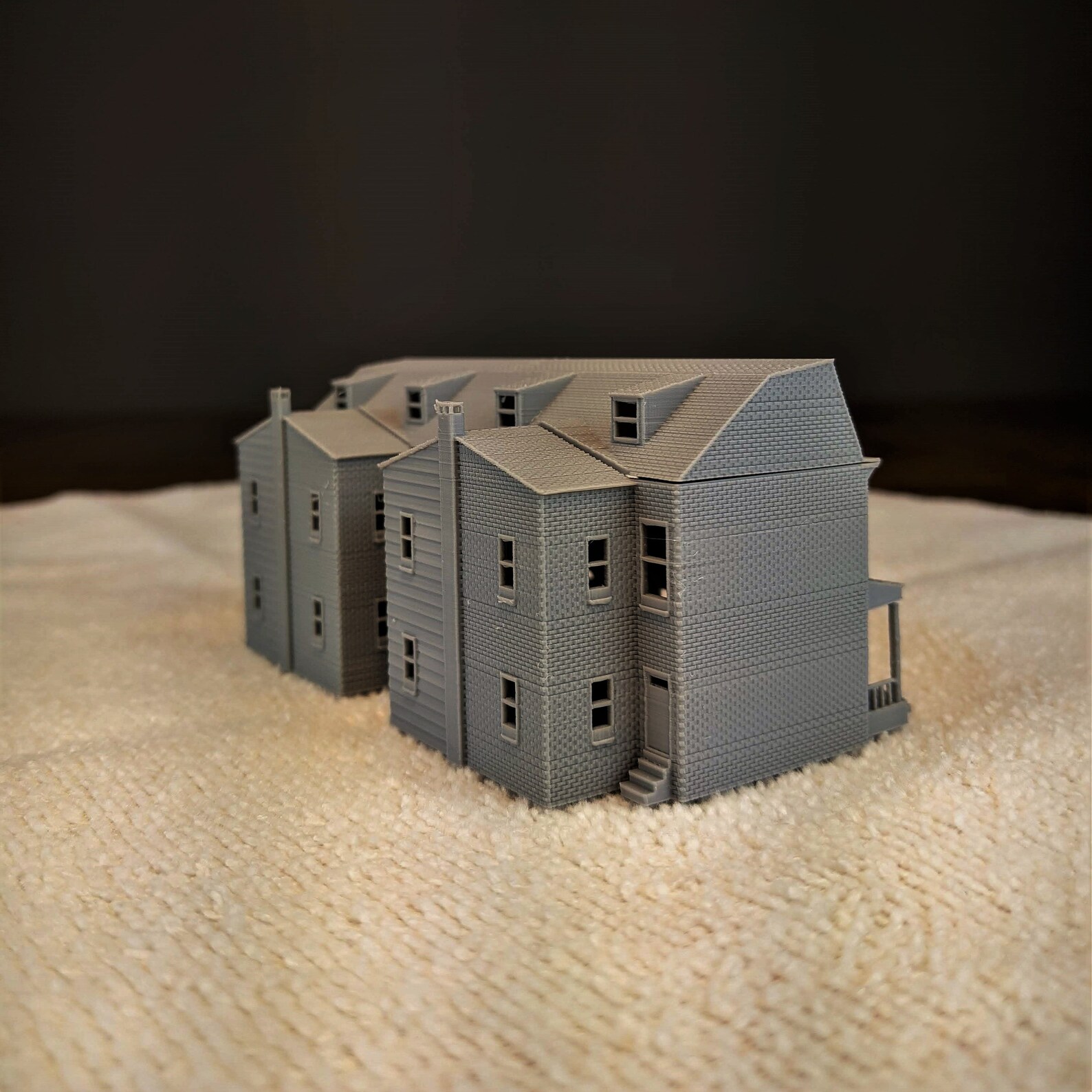 Z-scale Pennsylvania Row House 4 Unit Model Brick&wood Ext. 1:220 Scale ...