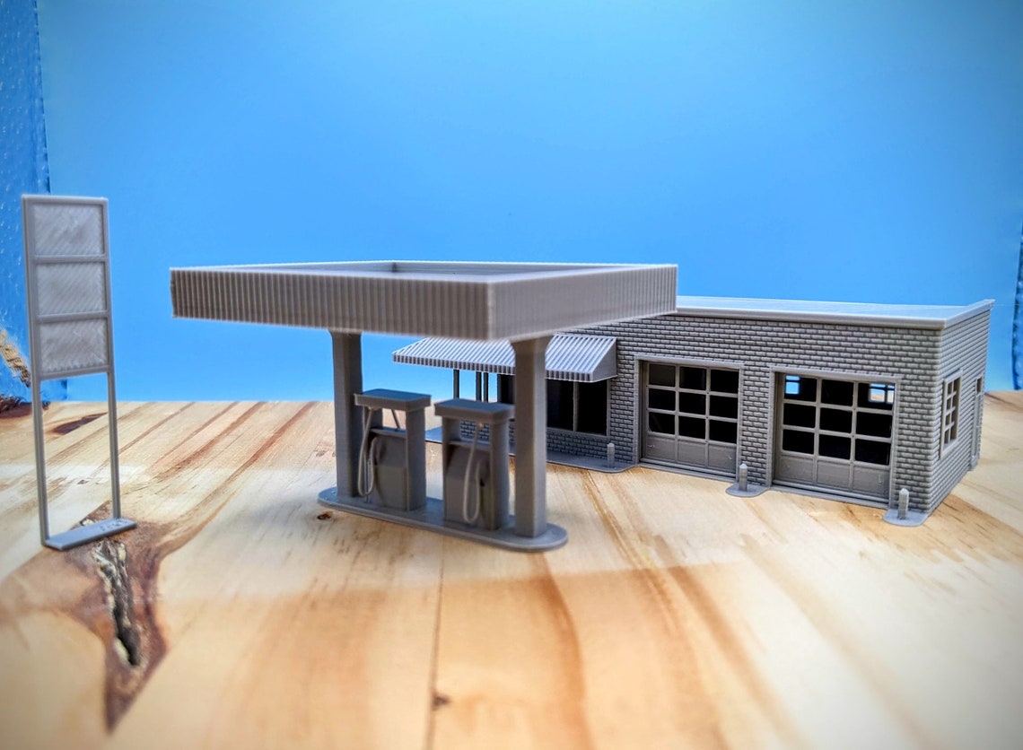 HO Scale - 90s Gas Station and Oil Change Shop - 1:87 Scale Building - Etsy