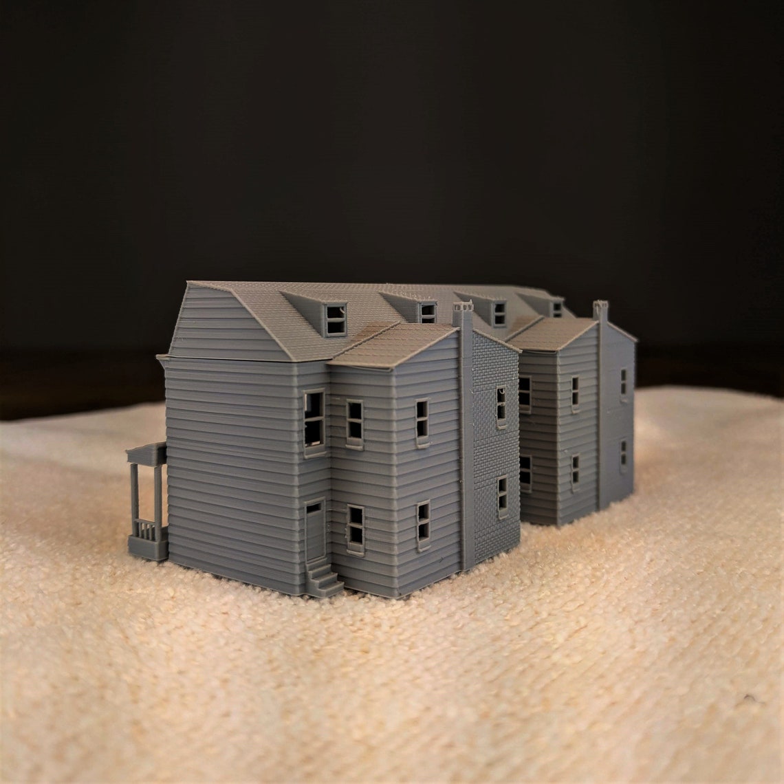 Z-scale Pennsylvania Row House 4 Unit Model Brick&wood Ext. 1:220 Scale ...