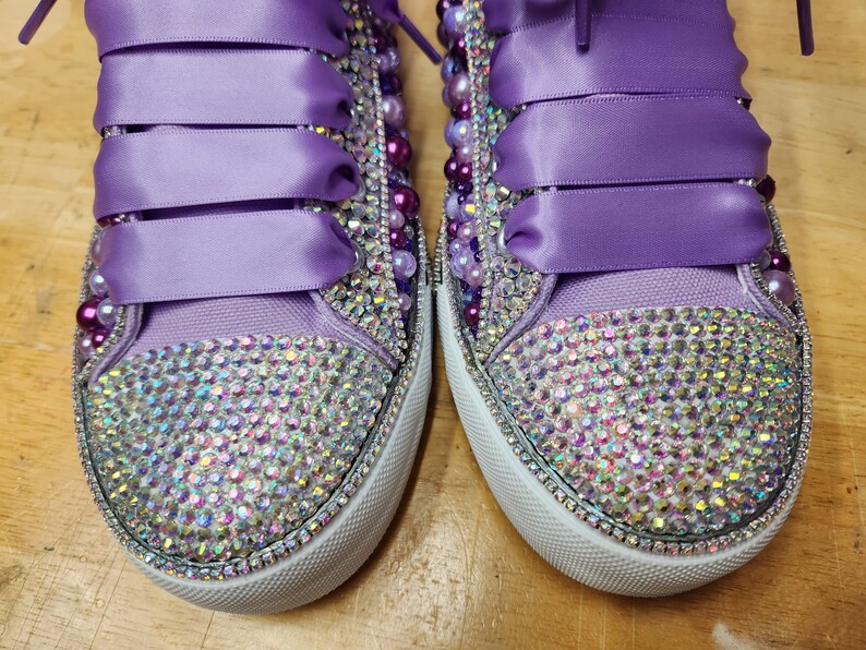 Purple Bling High Tops Bling Sneakers Custom Bling Sneakers - Etsy