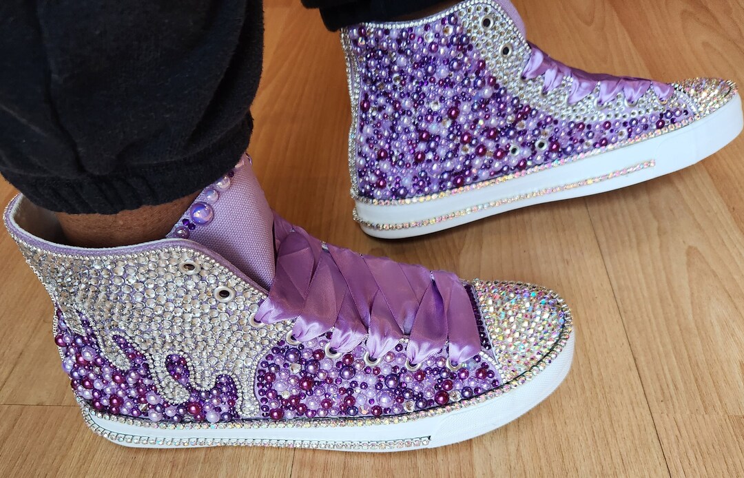 Purple Bling High Tops, Bling Sneakers, Custom Bling Sneakers, Custom ...