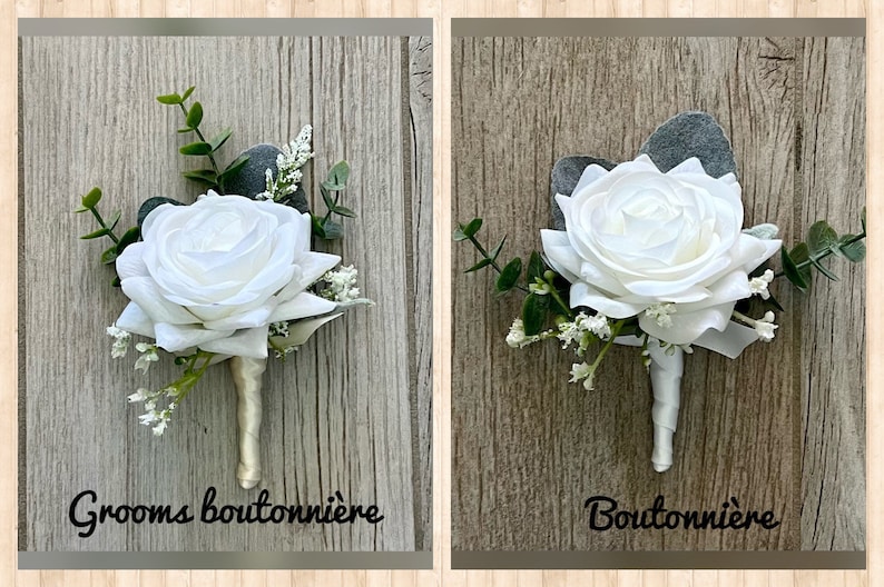 Boho Rose Wedding Bouquet Realistic White Roses & Greenery - Etsy