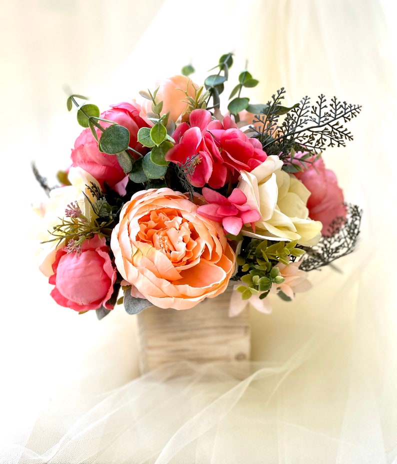 Rustic spring silk floral arrangement farmhouse faux flower | Etsy