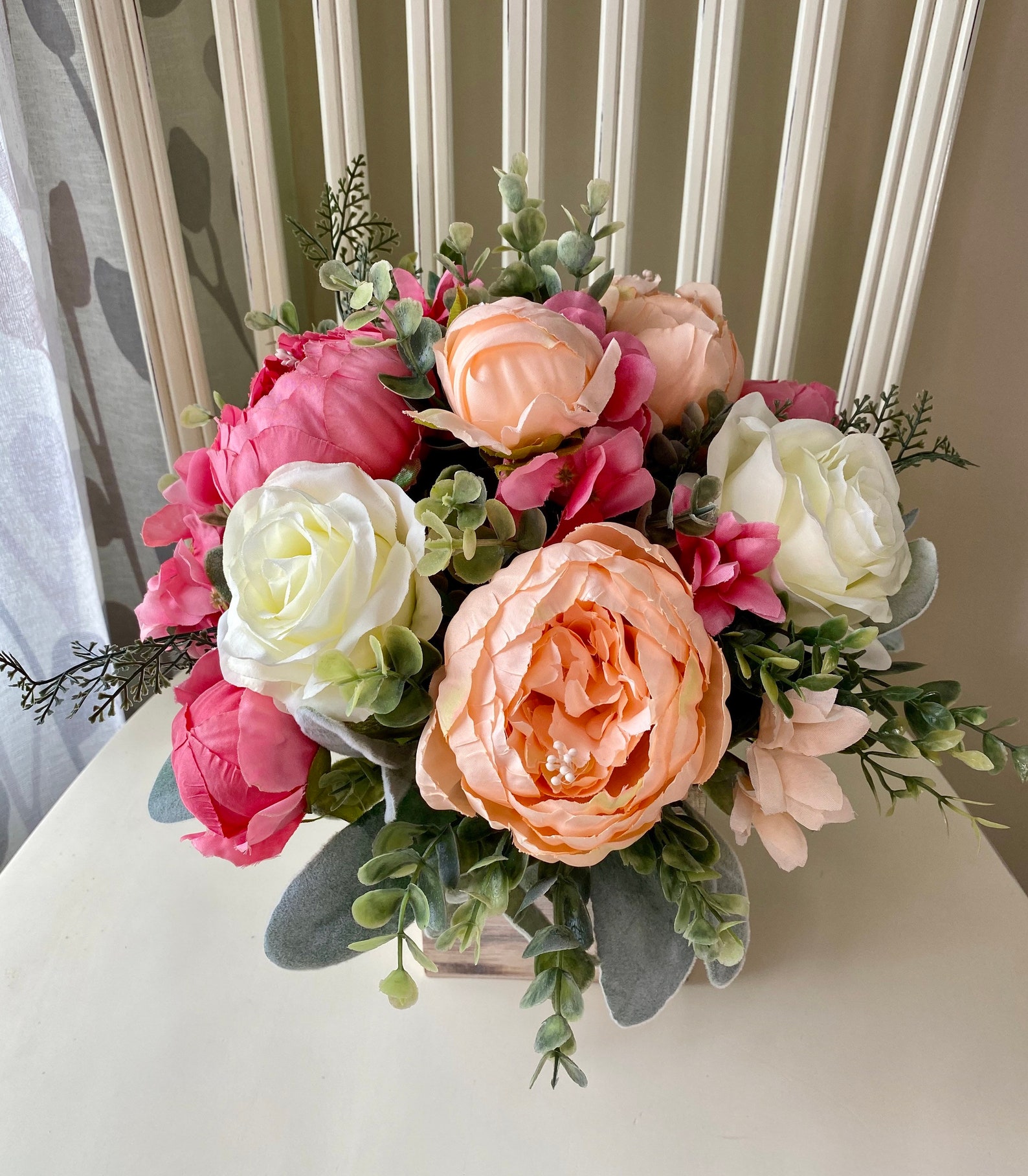 Rustic Spring Silk Floral Arrangement Farmhouse Faux Flower | Etsy