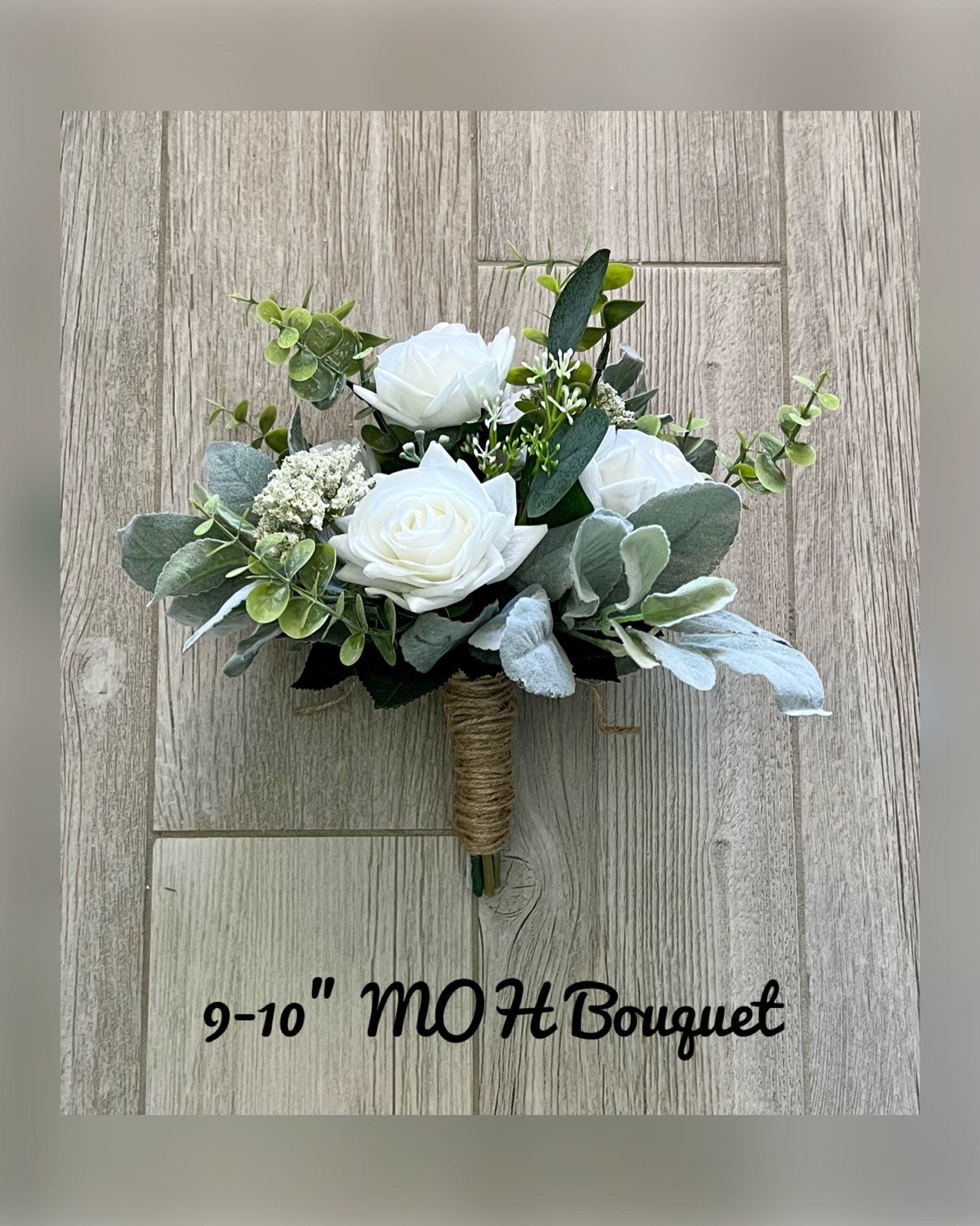 Boho Rose Wedding Bouquet Realistic White Roses & Greenery - Etsy