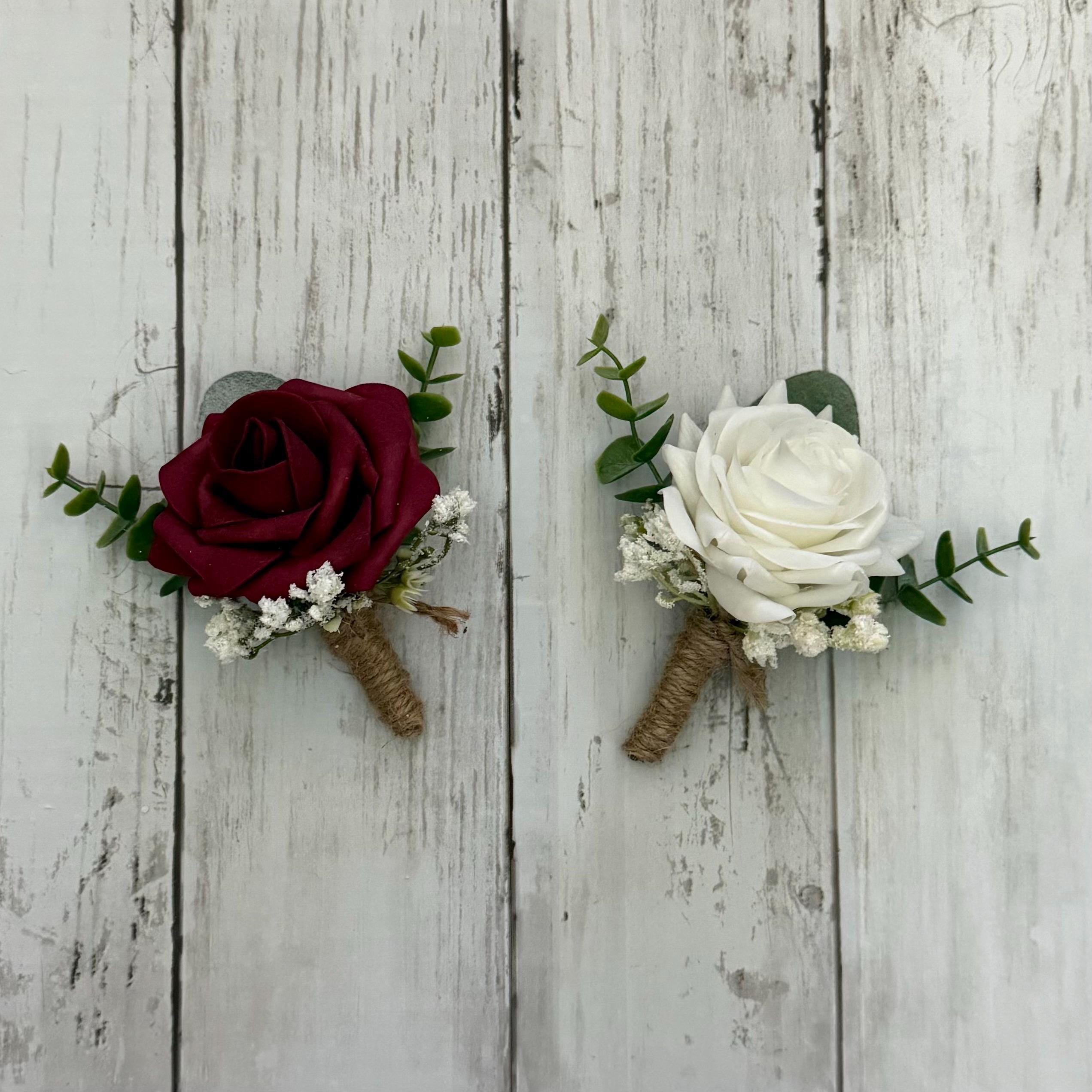 Burgundy Rose Bridal Bouquet, Rust Wedding Flowers, Ivory Calla Lily - Etsy