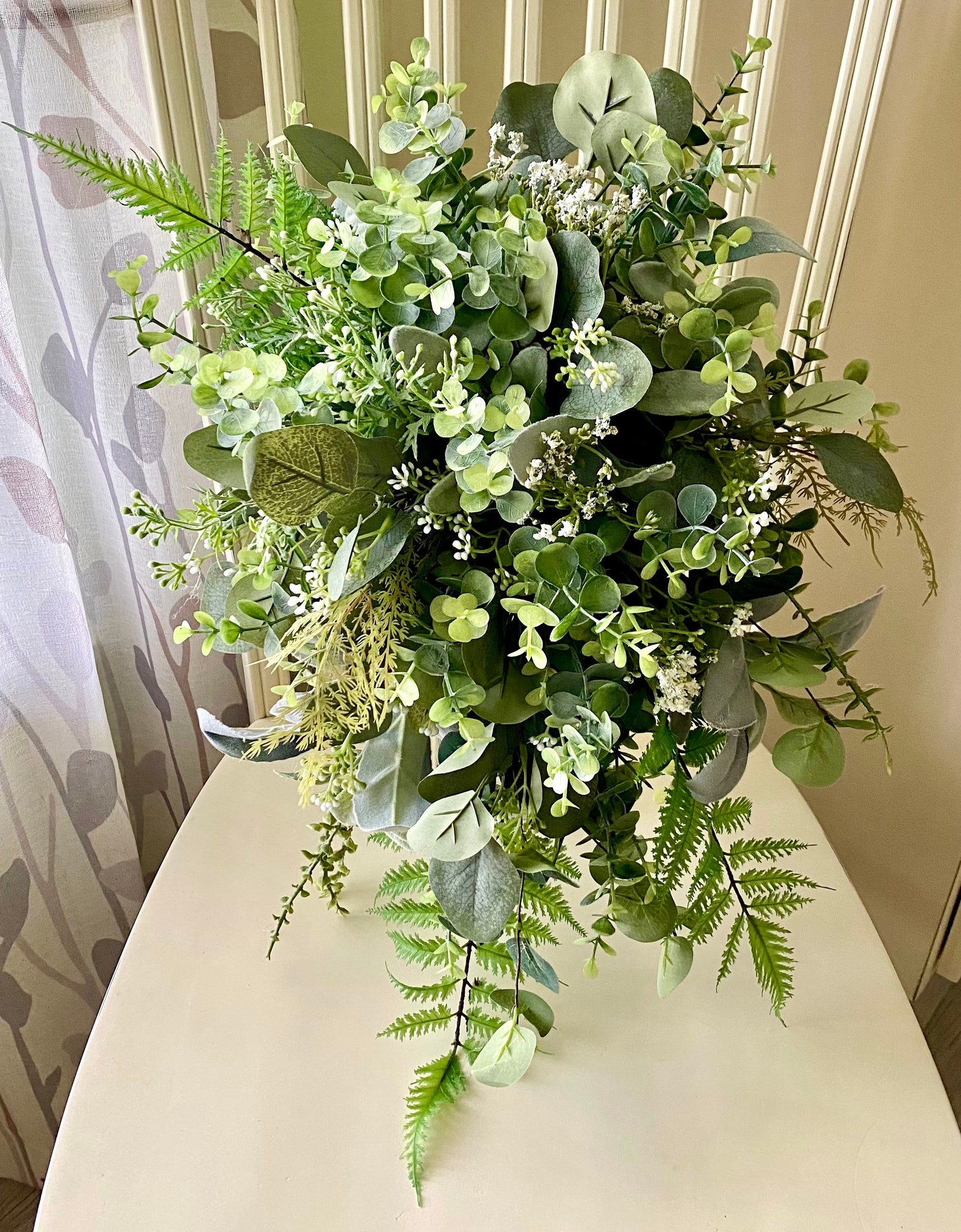 Cascade Greenery Bridal Bouquet Fern Sage Eucalyptus Cascade - Etsy