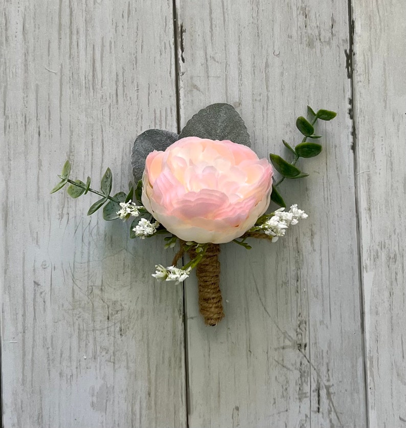 Peony Boutonniere With Eucalyptus Ivory Cream Wedding - Etsy