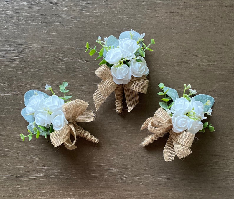 Boho Rose Wedding Bouquet Realistic White Roses & Greenery - Etsy