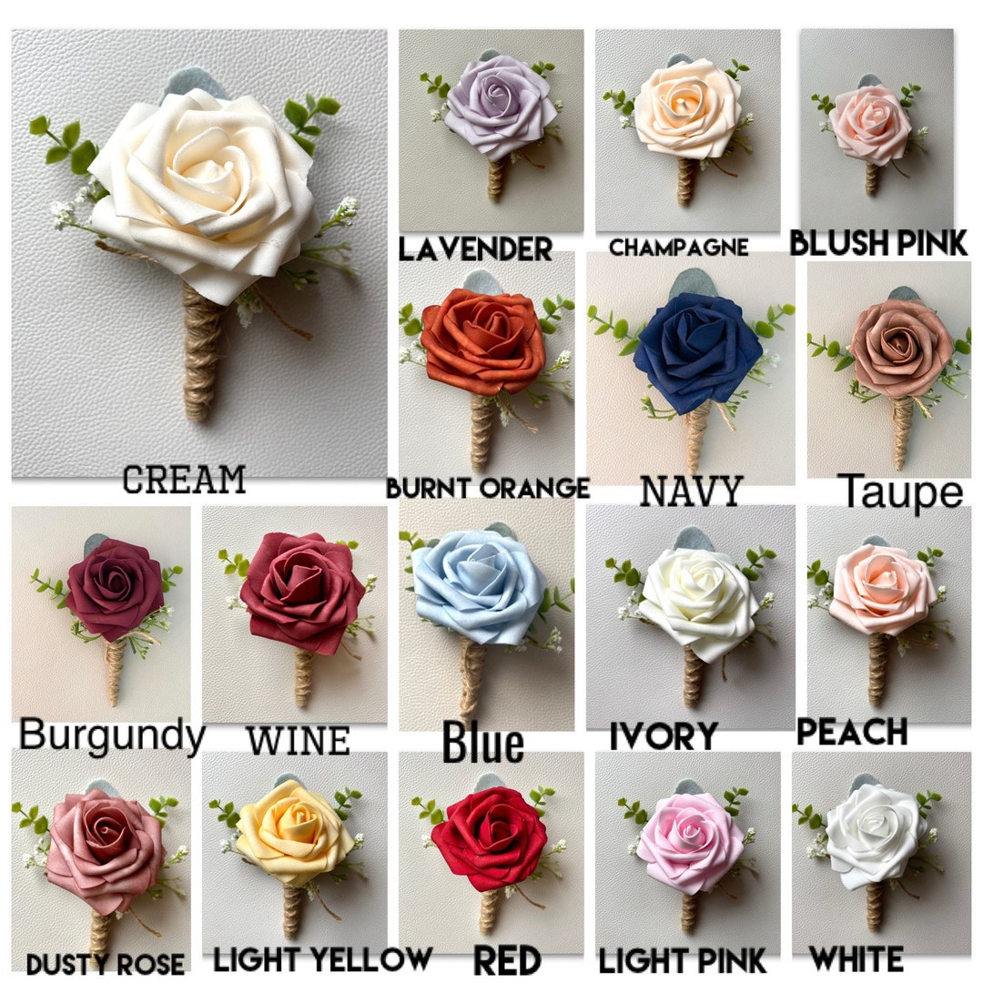 Rose & Eucalyptus Boutonniere, Burlap Stem, Wedding Prom - Etsy