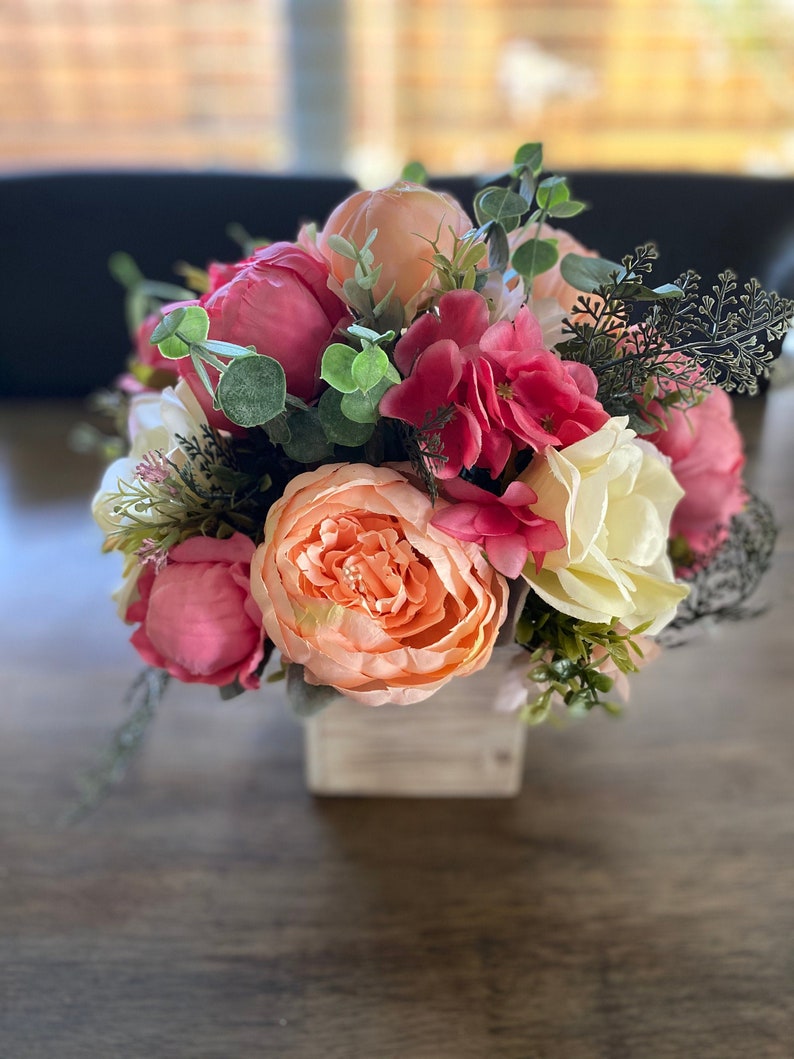 Rustic spring silk floral arrangement farmhouse faux flower | Etsy