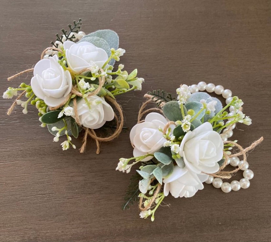 White Rose Wedding Bouquet Boho Style Premium Realistic White - Etsy