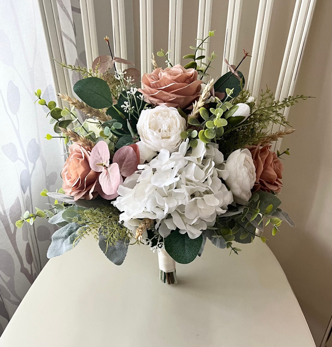 Boho Fall Wedding Bouquet Toffee Taupe Rose Ivory Peony & - Etsy