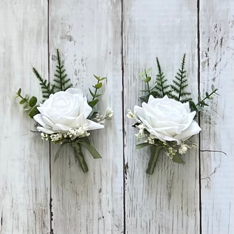 White Boutonniere - Etsy