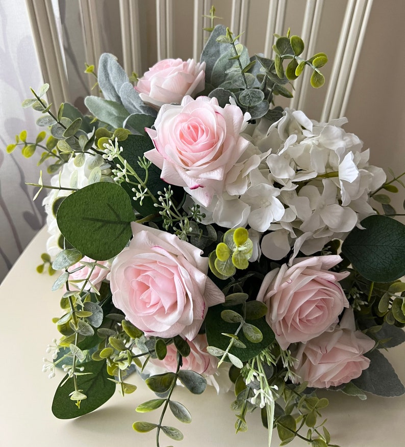 Boho Blush Wedding Bouquet Real Touch Light Pink Roses - Etsy