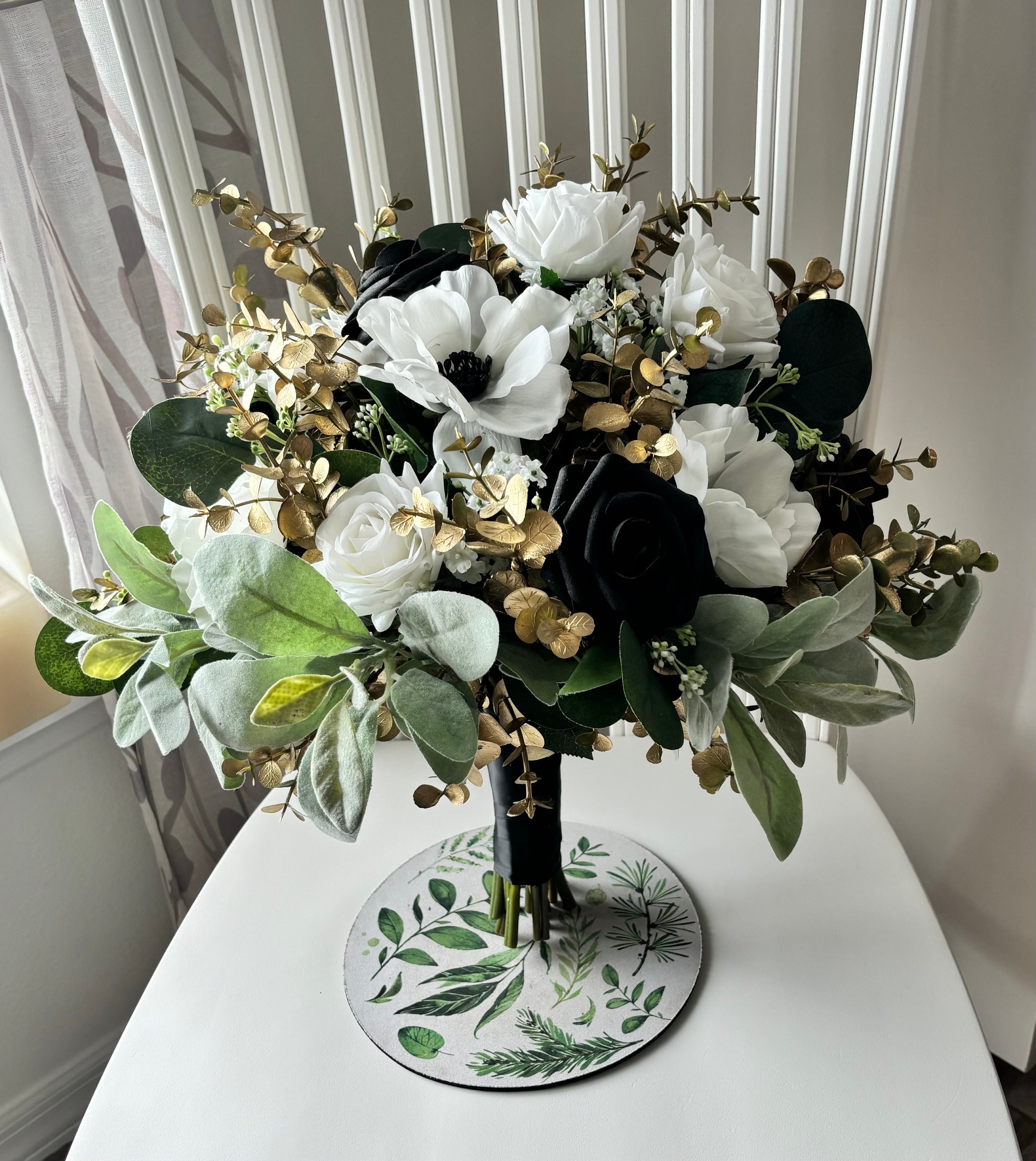 Formal Black Gold Flowers