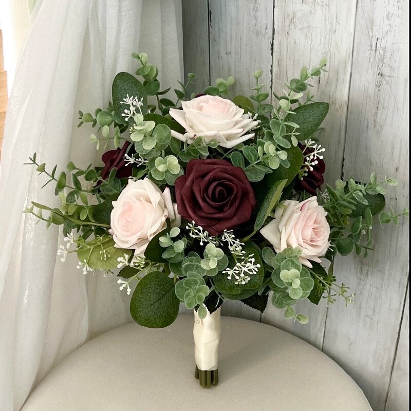 Burgundy Blush Wedding Bouquet - Etsy