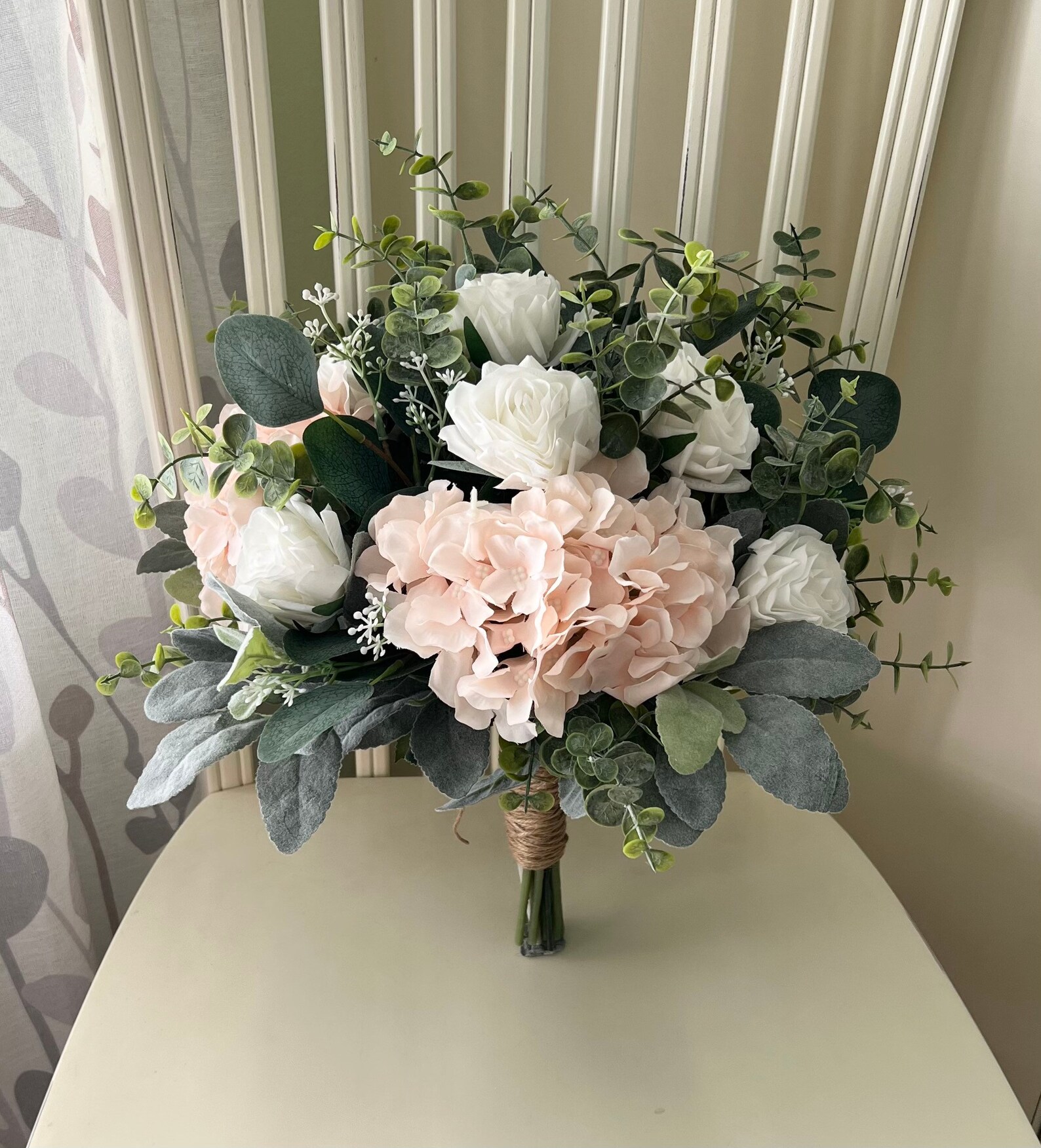 Boho Wedding Bouquet Premium White Rose Blush Pink Hydrangea - Etsy