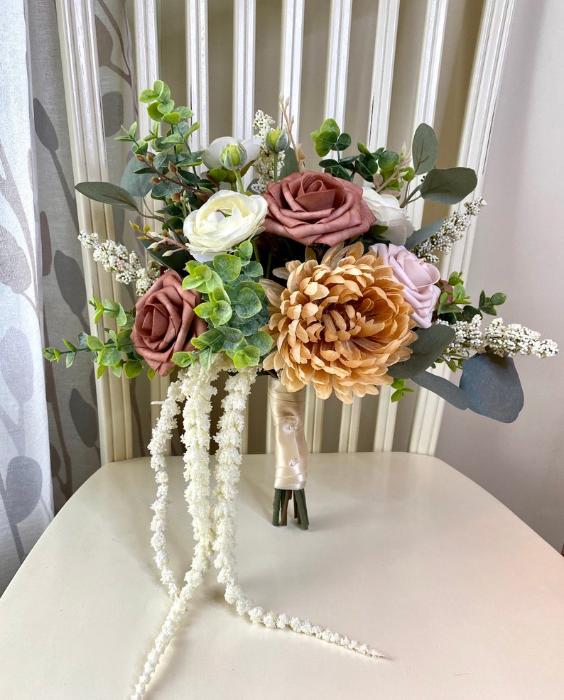 Hanging Amaranthus Bridal Bouquet Ready to Ship Taupe Rust - Etsy