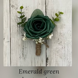 Boho Wedding Bouquet, Ivory & Emerald Forest Green Roses Fern With Eucalyptus Bridal Flowers ...