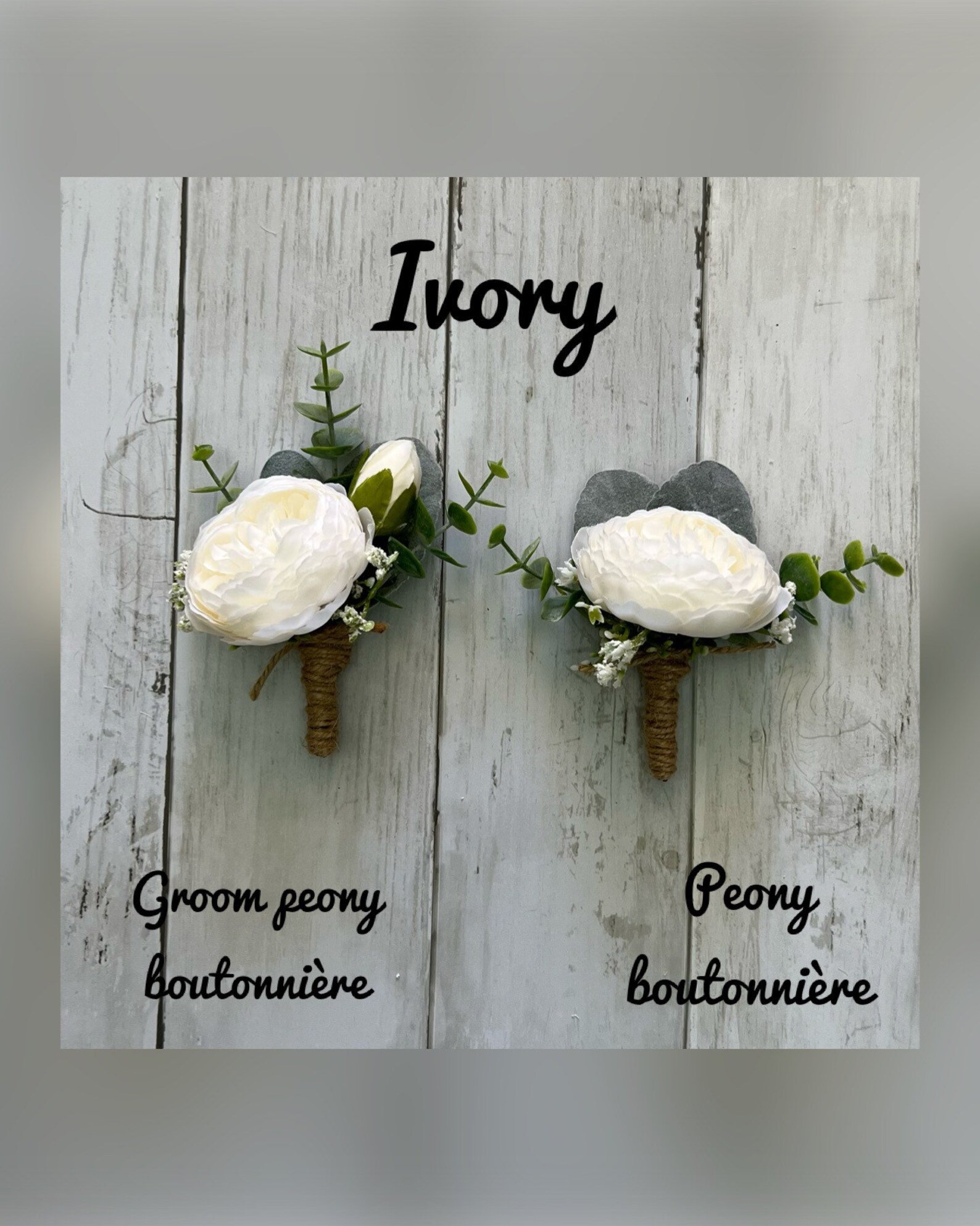 Peony Boutonniere With Eucalyptus Ivory Cream Wedding - Etsy