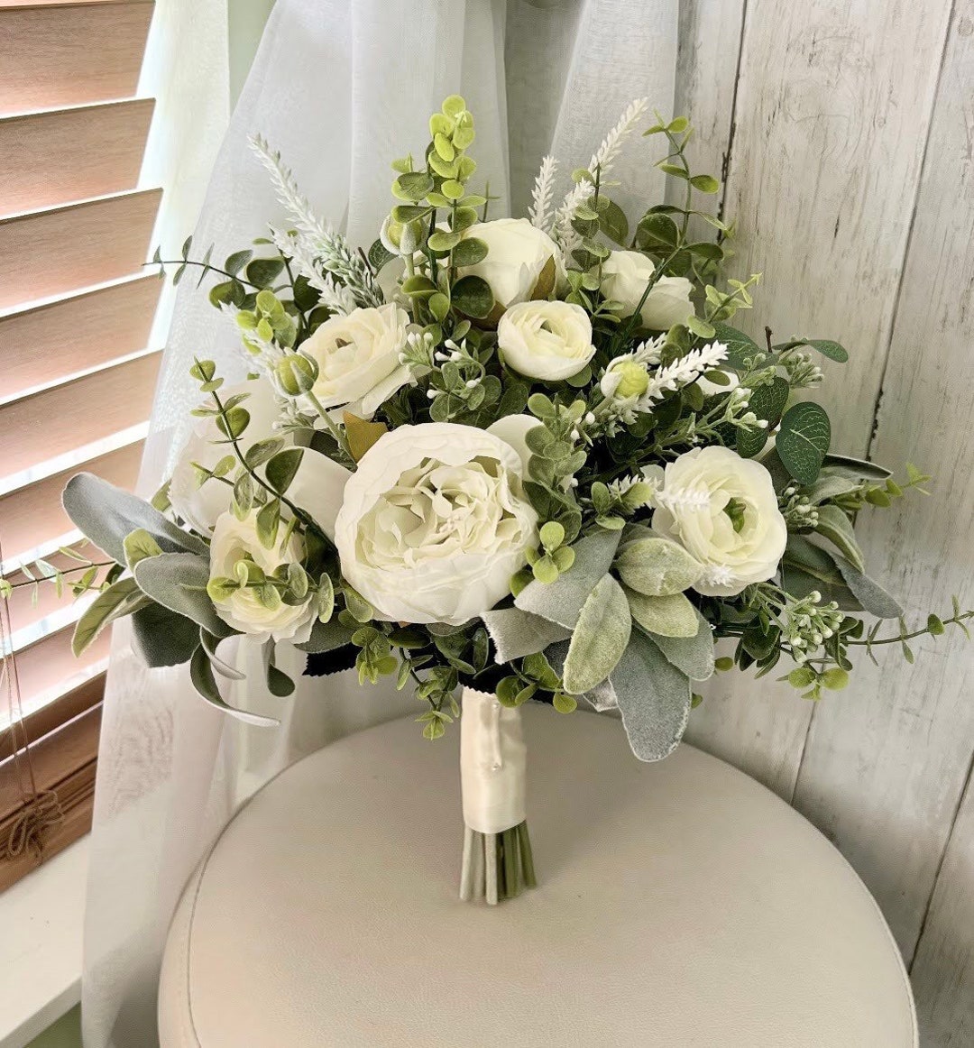 Boho Wedding Bouquet, White & Ivory Bridal Bouquet, Wedding Flowers ...
