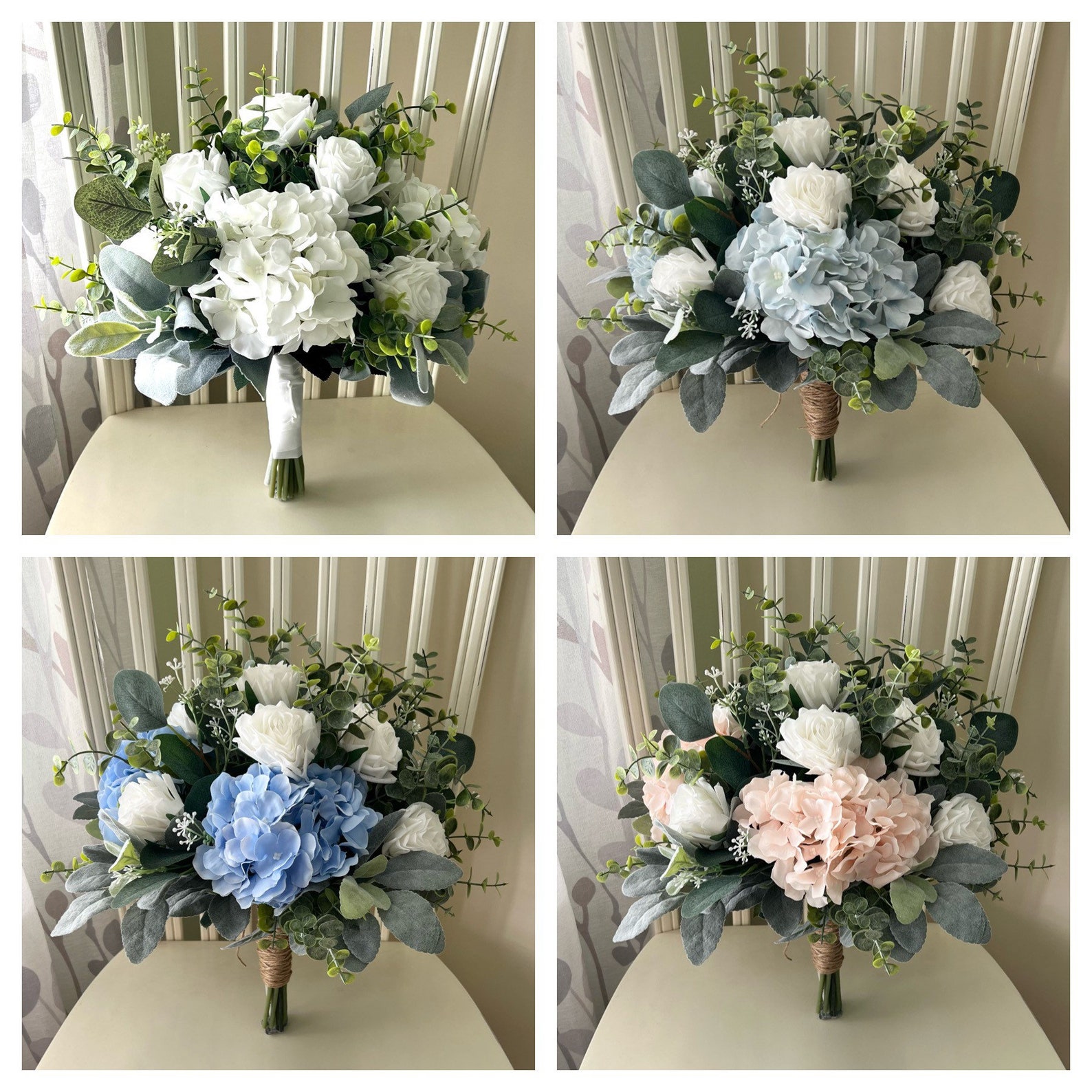 Boho Wedding Bouquet Premium White Rose Blush Pink Hydrangea | Etsy